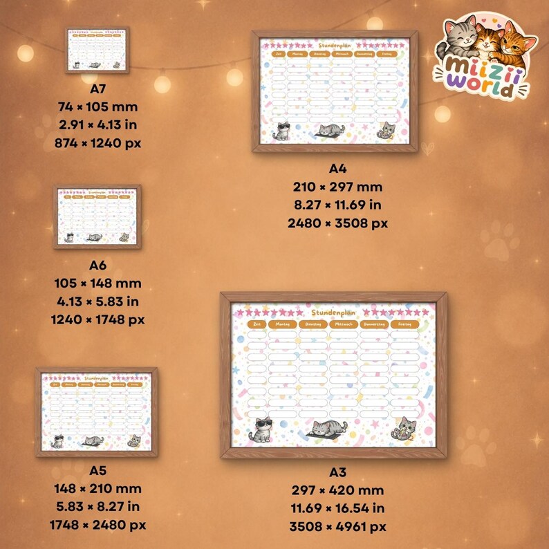 Cat Timetable Printable German English, School Schedule Template ...