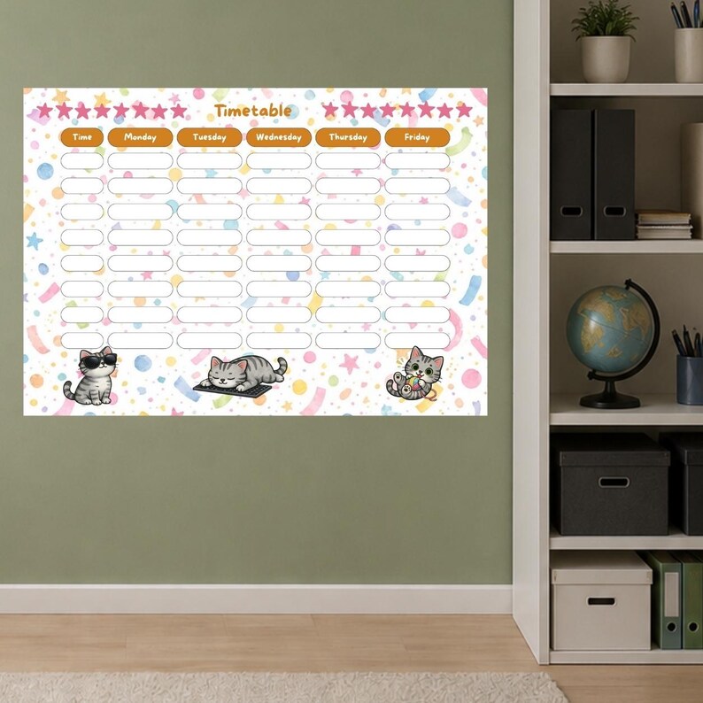 Cat Timetable Printable German English, School Schedule Template ...