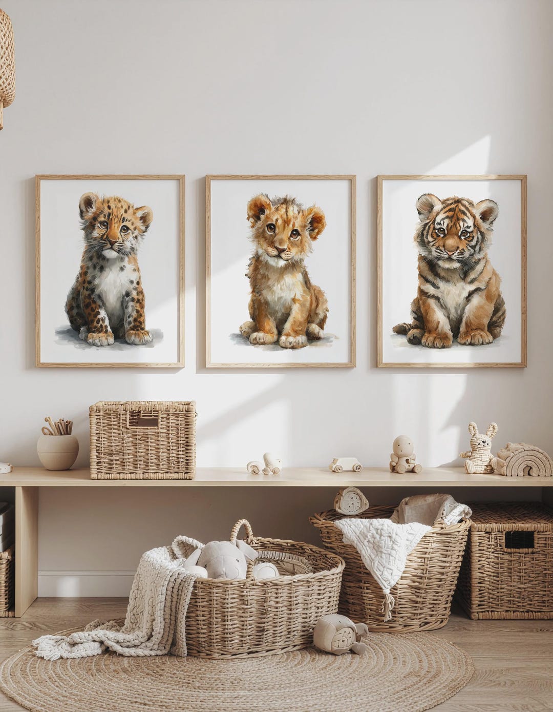 Baby Big Cats Trio Print Set | Leopard Lion Cub Tiger Nursery Wall Art ...