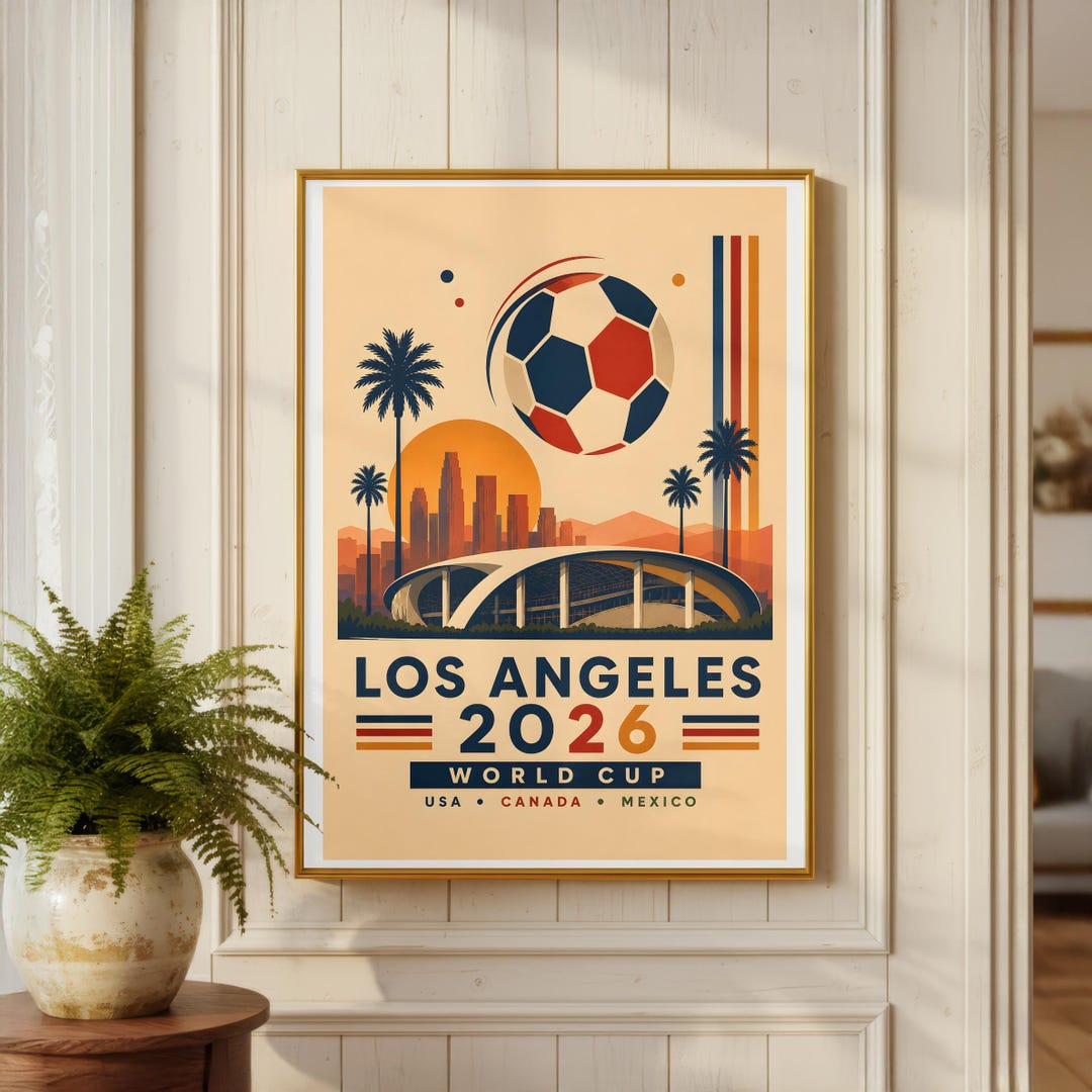 2026 World Cup LA Poster | Retro Host City Los Angeles Soccer Art Print ...