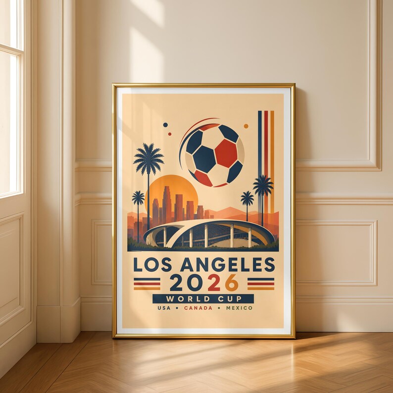 2026 World Cup LA Poster | Retro Host City Los Angeles Soccer Art Print ...