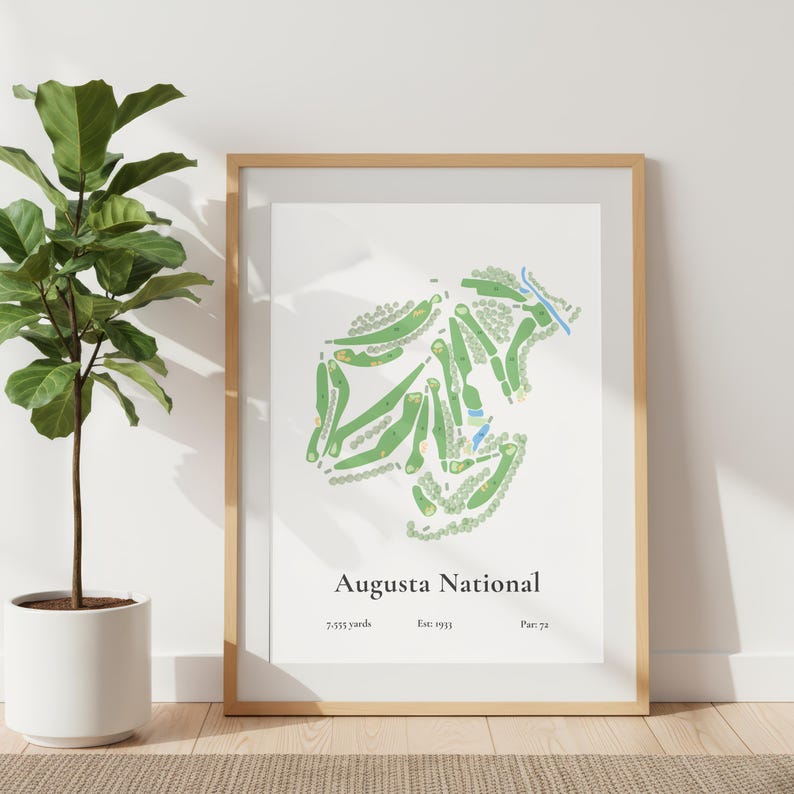 Augusta National Golf Course Map and Landscape Print (digital Download ...