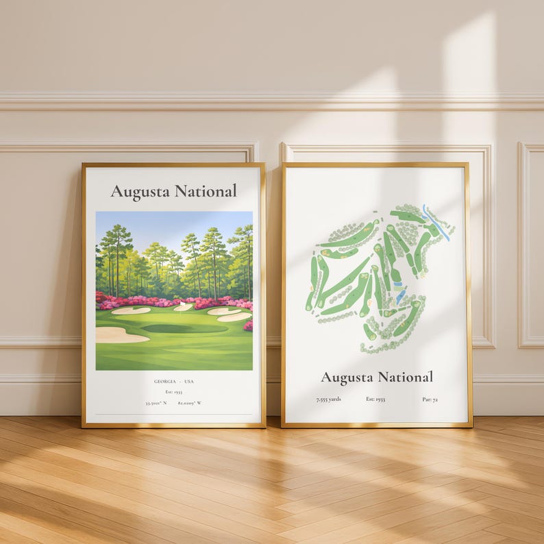 Augusta National Golf Course Map and Landscape Print (digital Download ...