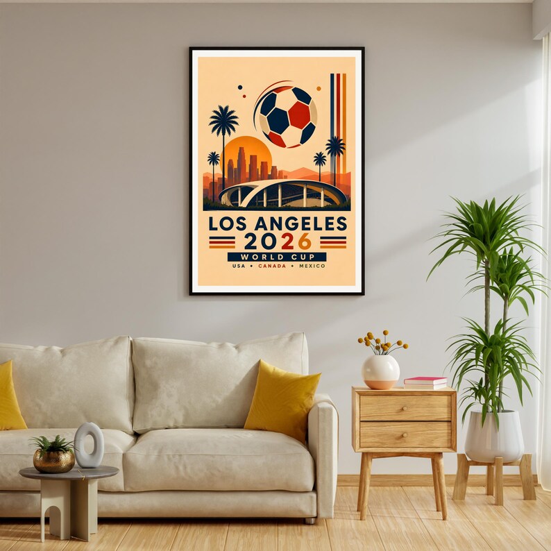 2026 World Cup LA Poster | Retro Host City Los Angeles Soccer Art Print ...