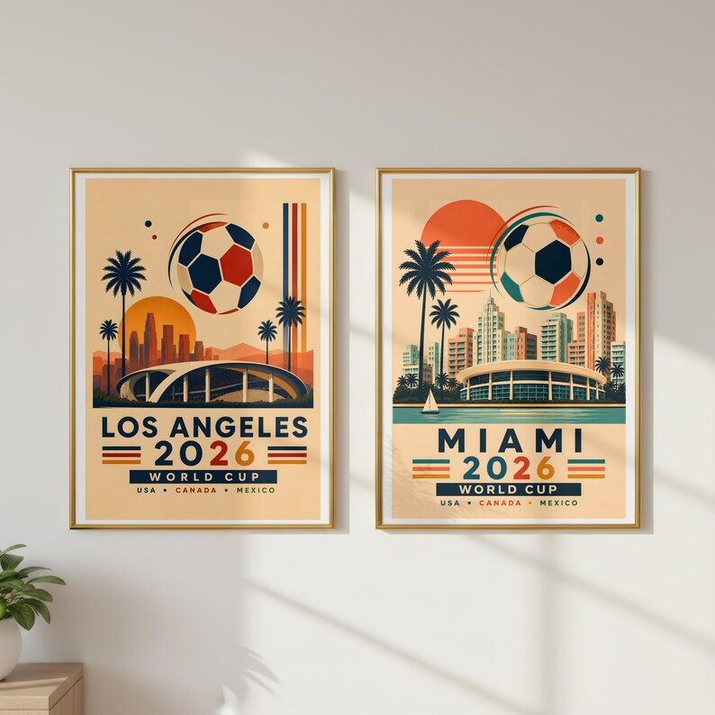 2026 World Cup LA Poster | Retro Host City Los Angeles Soccer Art Print ...