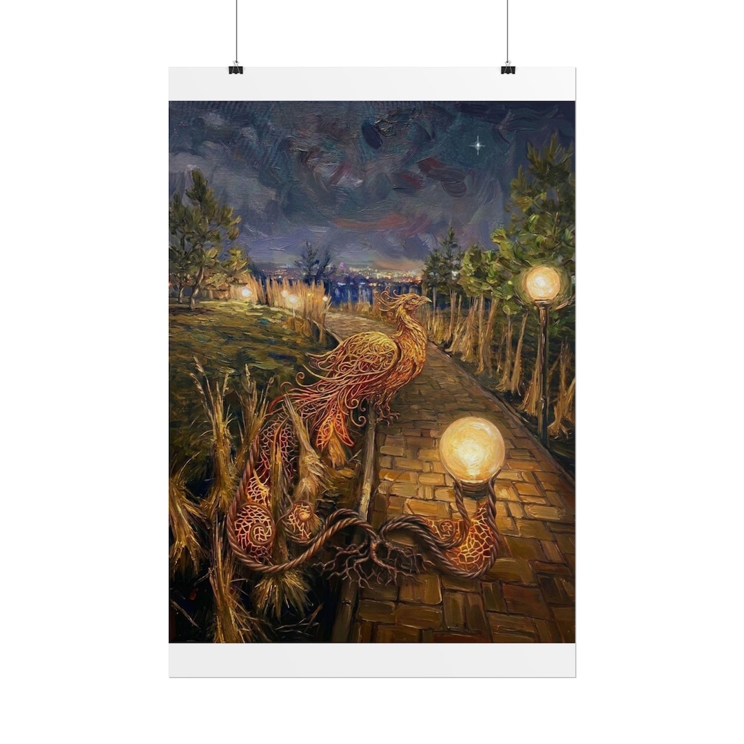 Fantasy Phoenix Pathway Poster | Rolled Poster, Mystical Bird Night ...