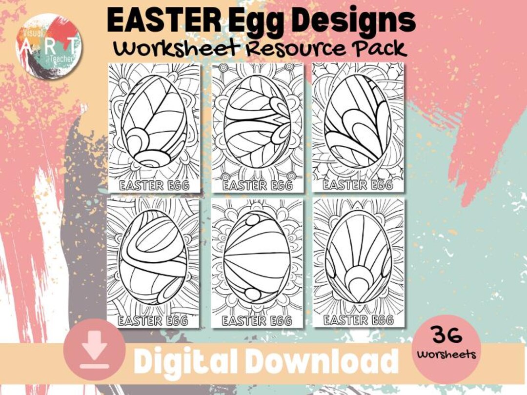 Easter Egg Design Worksheets Printable PDF | 36 Coloring Pages for Kids ...