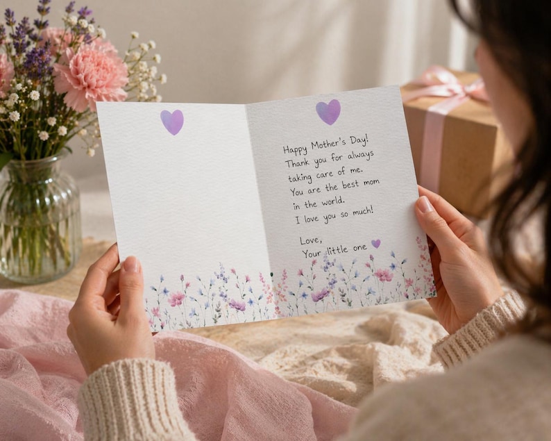 Mothers Day Card, Custom Watercolor Floral Greeting Card, Butterfly ...