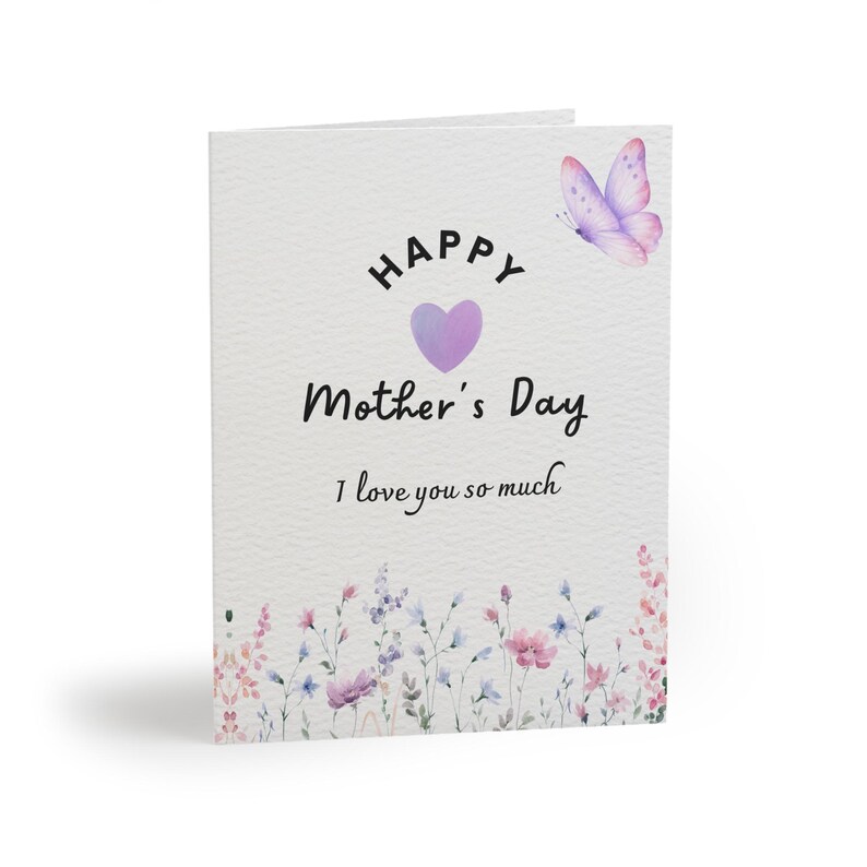Mothers Day Card, Custom Watercolor Floral Greeting Card, Butterfly ...
