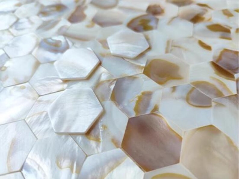Natural Mother of Pearl Hexagon Tile | White Shell Mosaic Backsplash ...