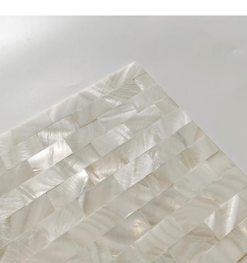 Pure White Seamless Brick Shell Tile | Quiet Luxury Mother of Pearl ...