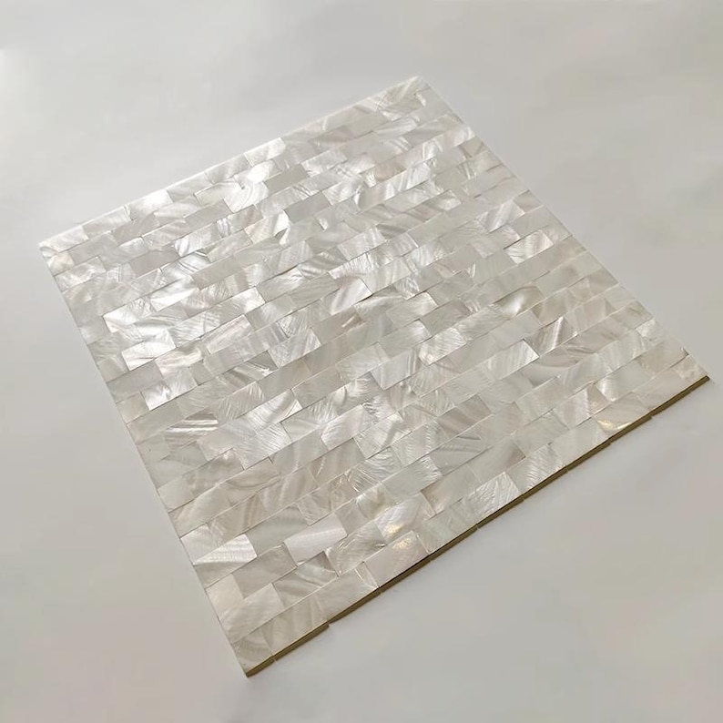 Pure White Seamless Brick Shell Tile | Quiet Luxury Mother of Pearl ...