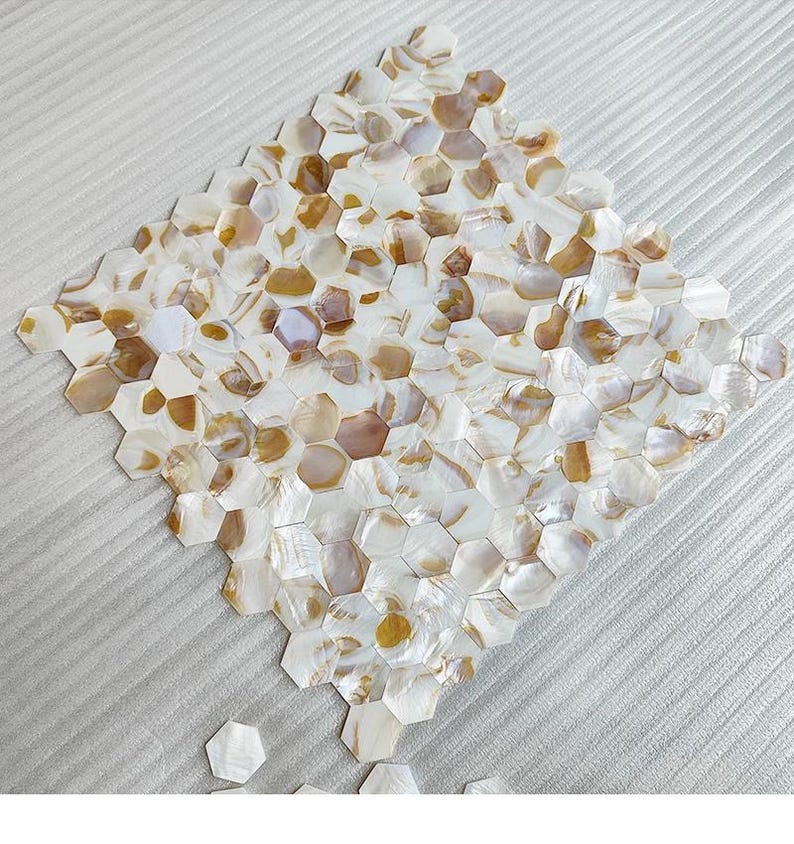 Natural Mother of Pearl Hexagon Tile | White Shell Mosaic Backsplash ...