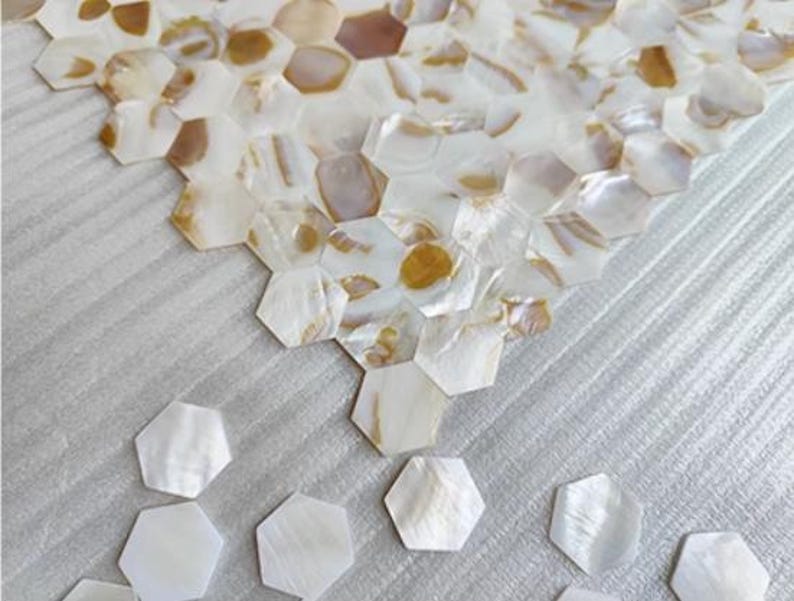 Natural Mother of Pearl Hexagon Tile | White Shell Mosaic Backsplash ...