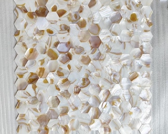 Natural Mother of Pearl Hexagon Tile | White Shell Mosaic Backsplash ...
