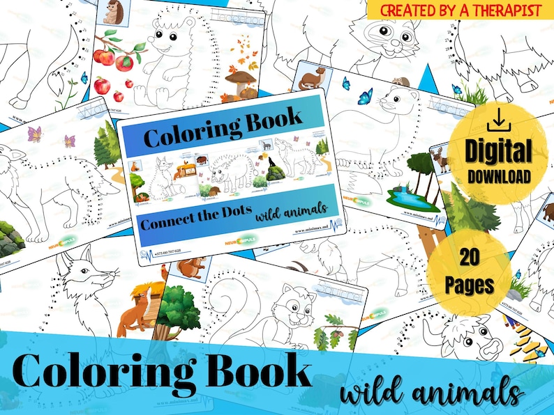 Wild Animals - Connect the Dots Coloring Book - Etsy