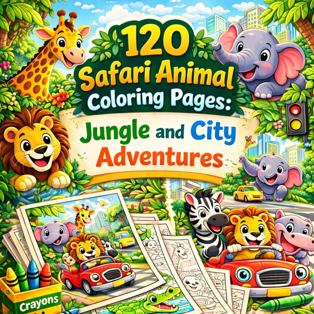 120 Jungle Safari Coloring Pages for Kids | Printable Animal Coloring ...