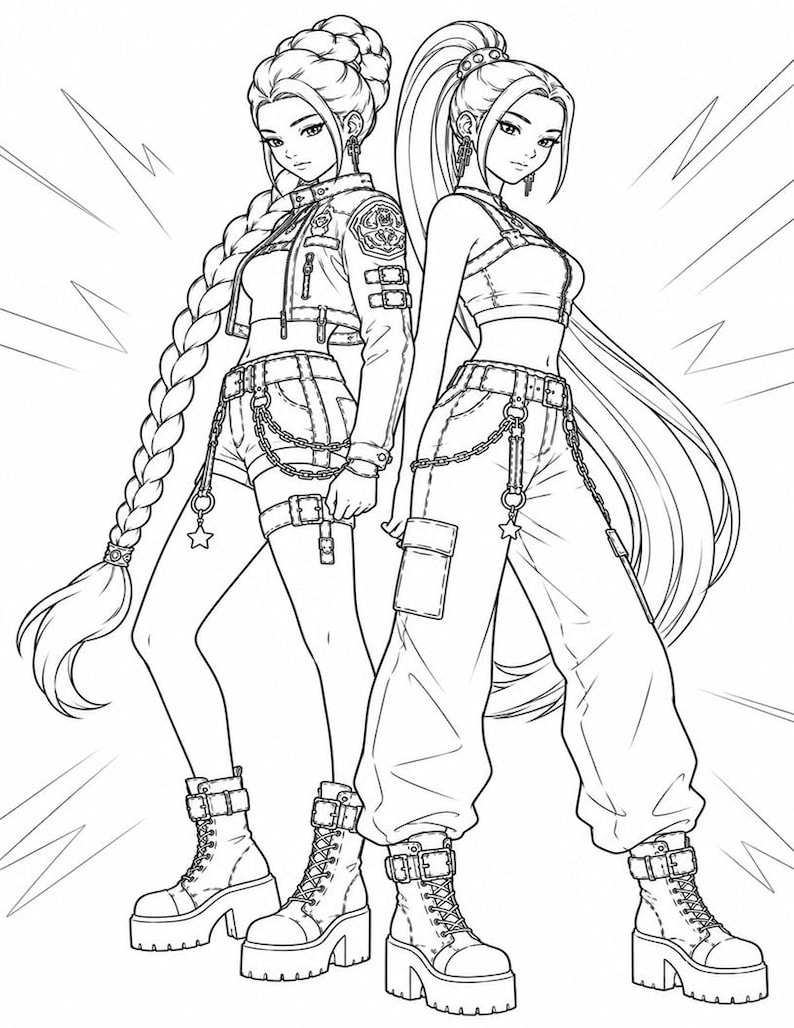 K-pop Demon Hunter Coloring Pages | 100 Anime Idol Warrior Sheets (PDF ...