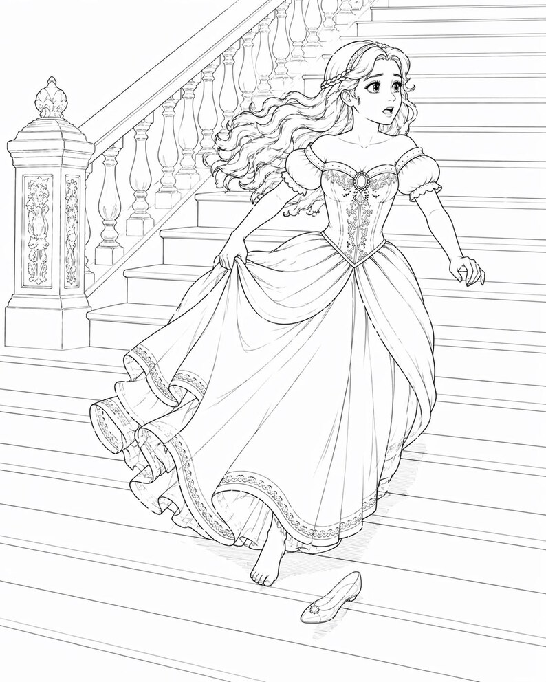 Cinderella Coloring Pages for Kids | 50 Princess Fairy Tale Activity ...