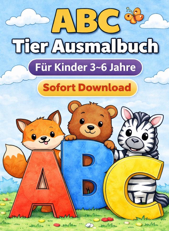 Animal ABC Coloring Book for Kids | Alphabet Coloring Book in German ...