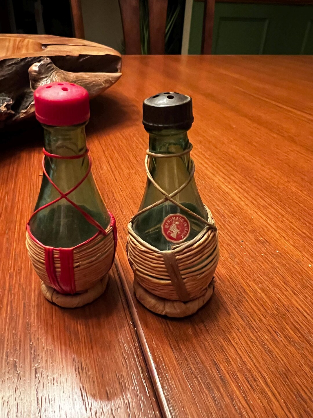 Handmade Italy Glass Wicker Salt & Pepper Shakers Set, Novelty, Red ...