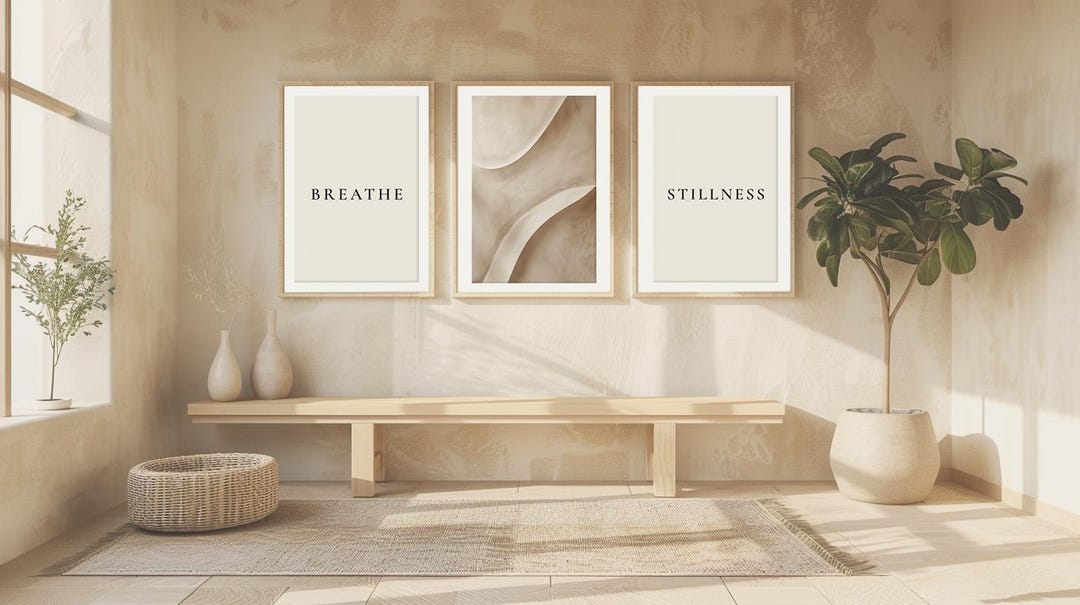 Set of 3 Minimalist Neutral Wall Art, Abstract Plaster Quote Prints ...