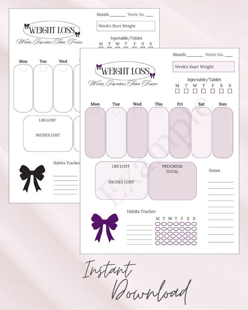 GLP-1 Weight Loss Tracker Printable | Semaglutide & Tirzepatide Weekly ...