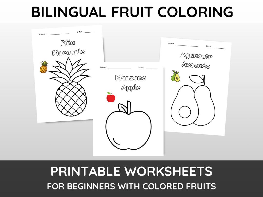Bilingual Fruit Coloring Book for Toddlers – Spanish & English Learning ...