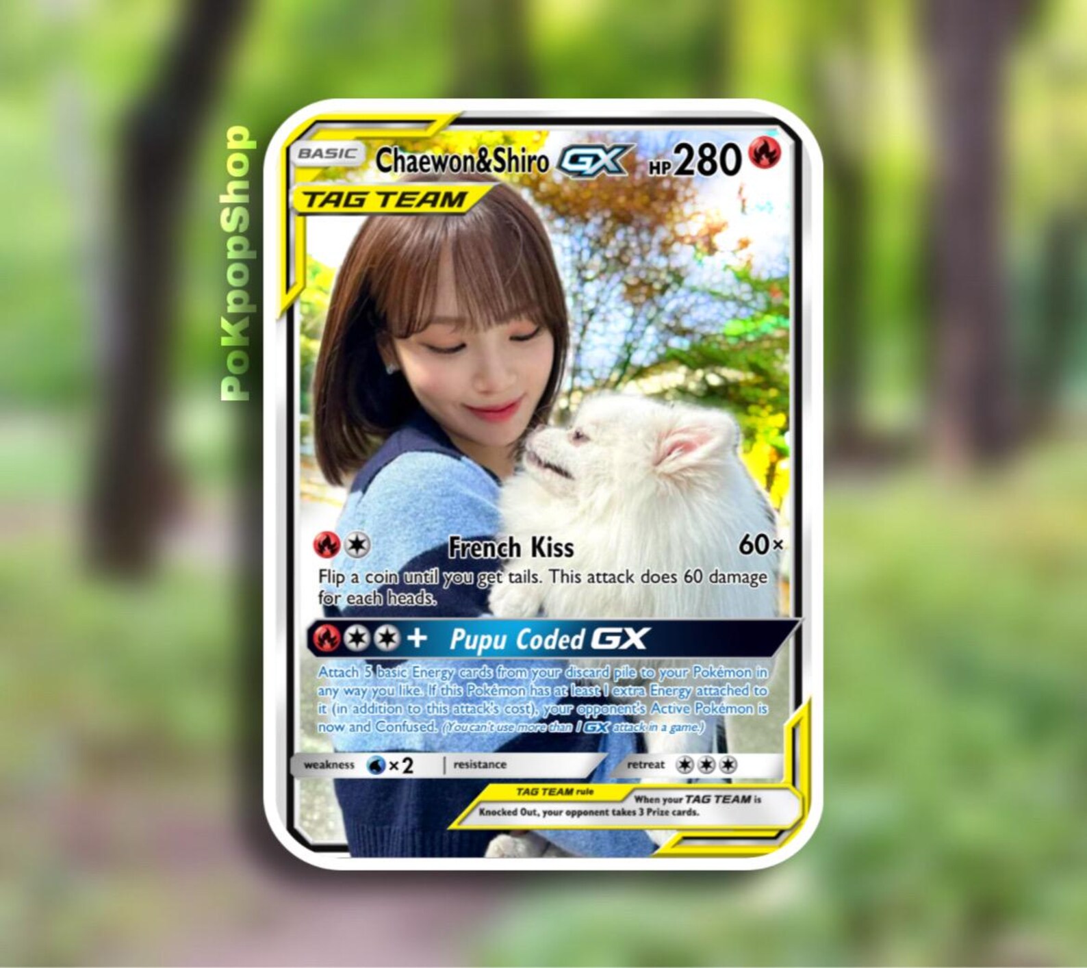 LE SSERAFIM Fanmade Kpop Pokemon Card - Chaewon & Shiro Tag Team - Etsy