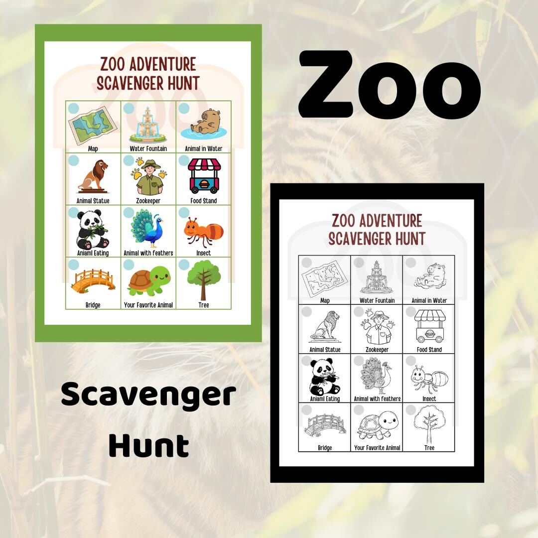 Zoo Scavenger Hunt Printable | Kids Zoo Activity With Pictures ...