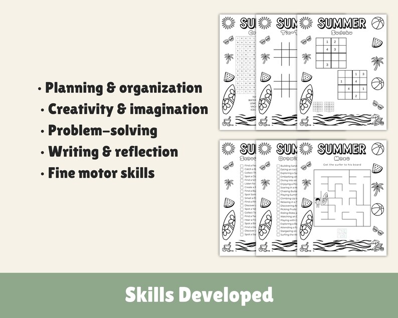 Summer Activity Packet for Kids | Printable Summer Planner, Games ...