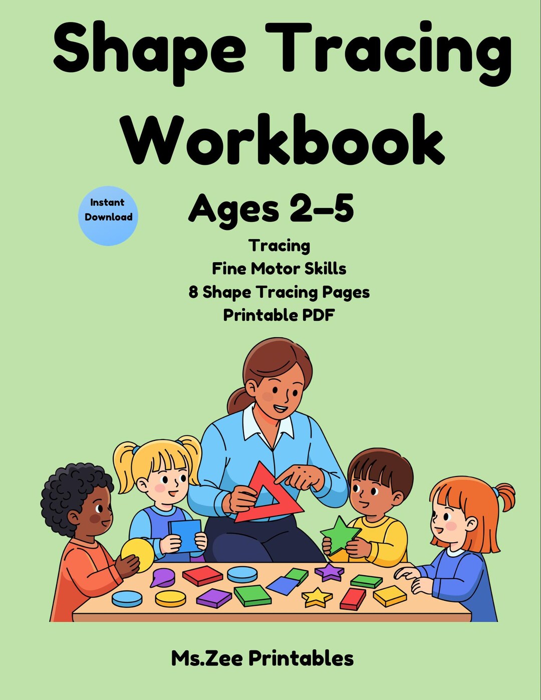 Shape Tracing Worksheets Printable, Preschool Shapes PDF, Fine Motor ...