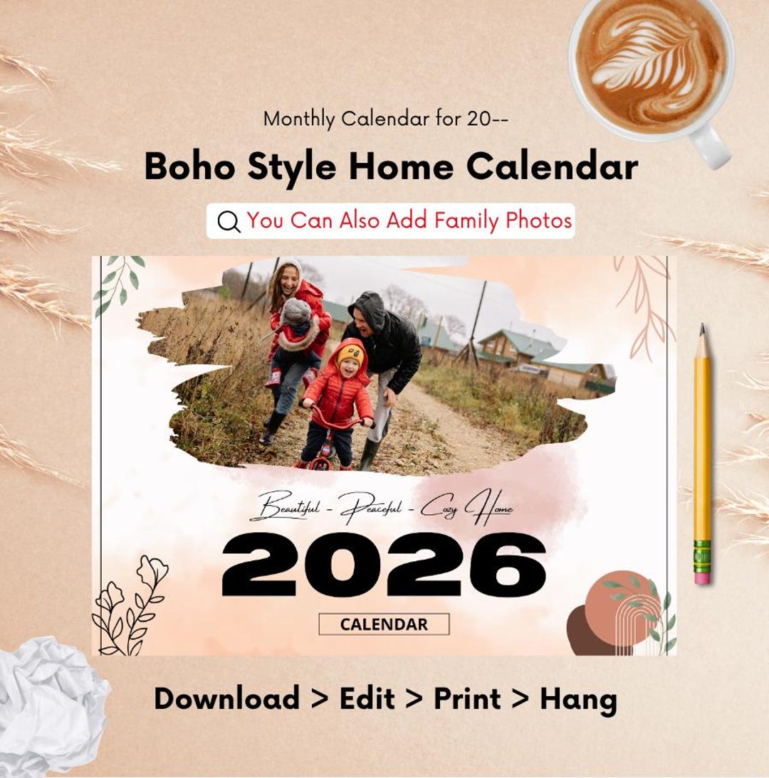 2026 Calendar 2026 Monthly Planner Landscape Boho Style Monthly ...