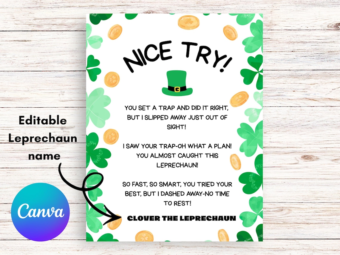 St Patricks Day Kids Printable, Leprechaun Letter Printable, Leprechaun ...