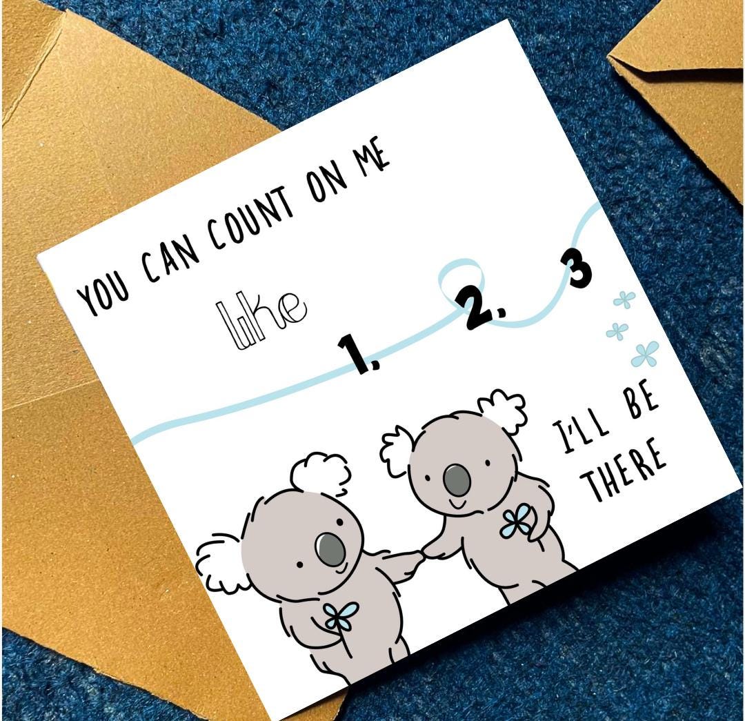 Printable Count on Me Card Koala Friendship Card You Can Count on Me ...