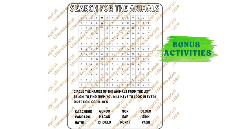 Bilingual Gujarati Wild Animal Coloring Book Worksheets for Kids ...