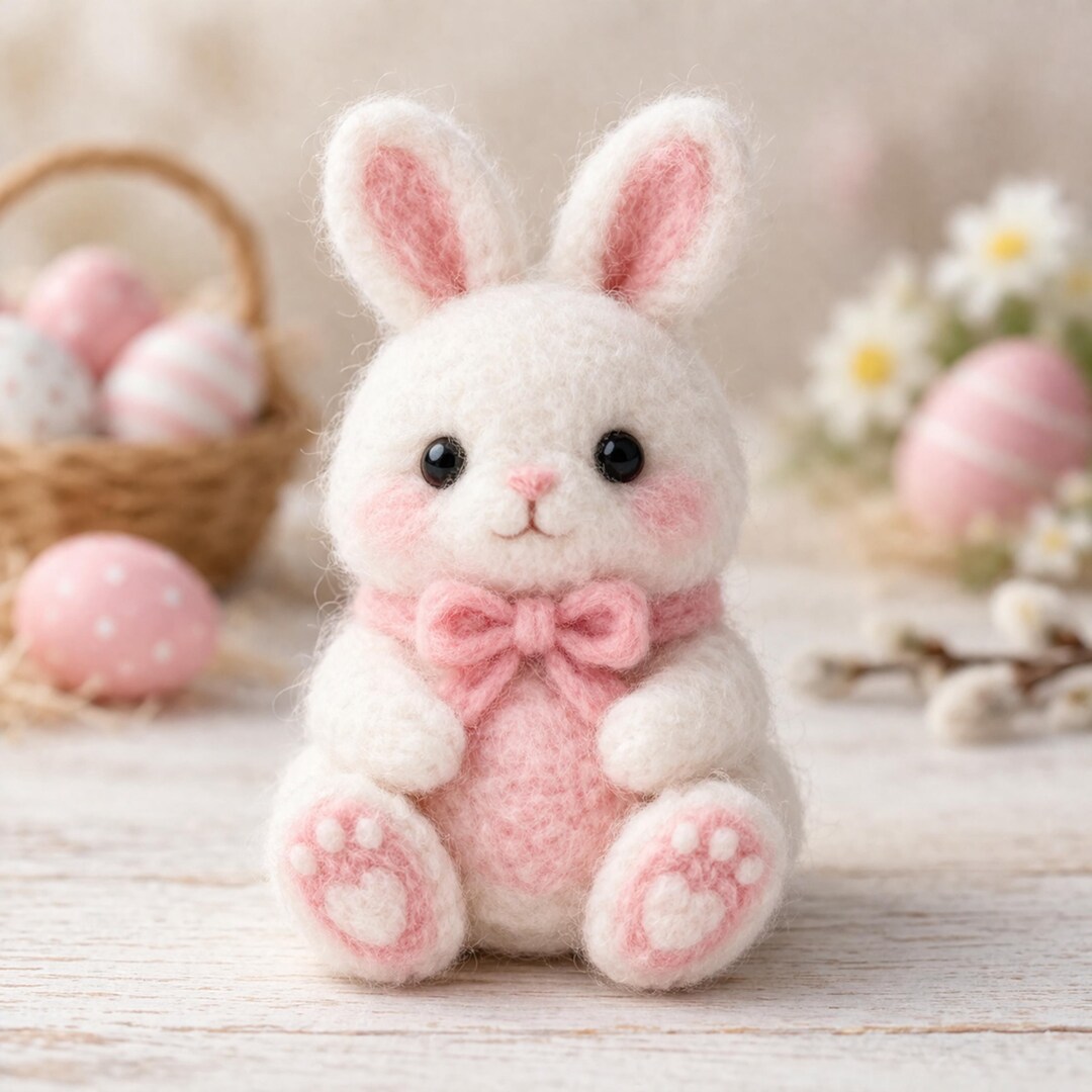 Needle Felted Easter Bunny Pattern | Handmade Bunny Figurine | Spring ...