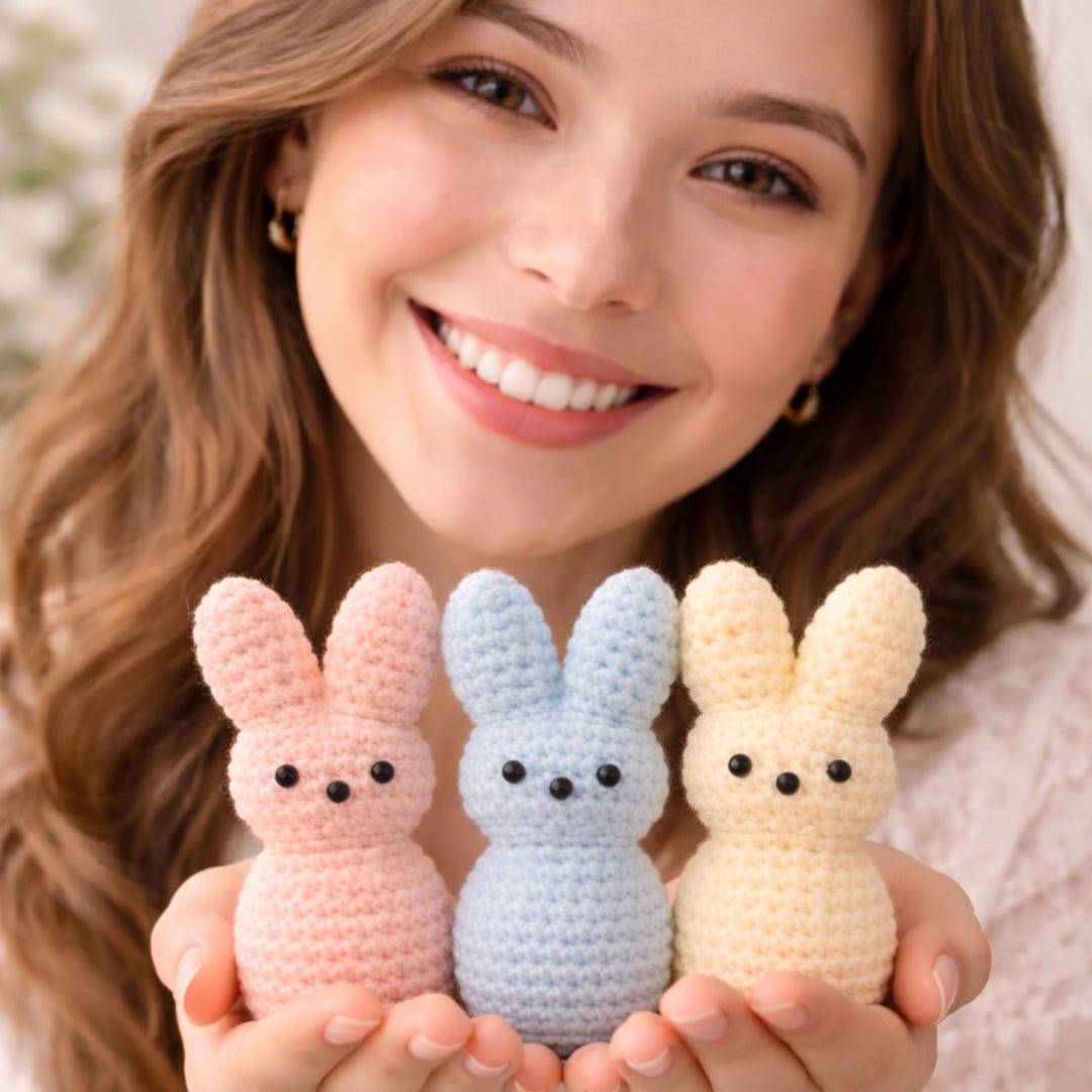 Easter Mini Peep Crochet Pattern, Mini Crochet Peep Bunny, No Sew Peep ...