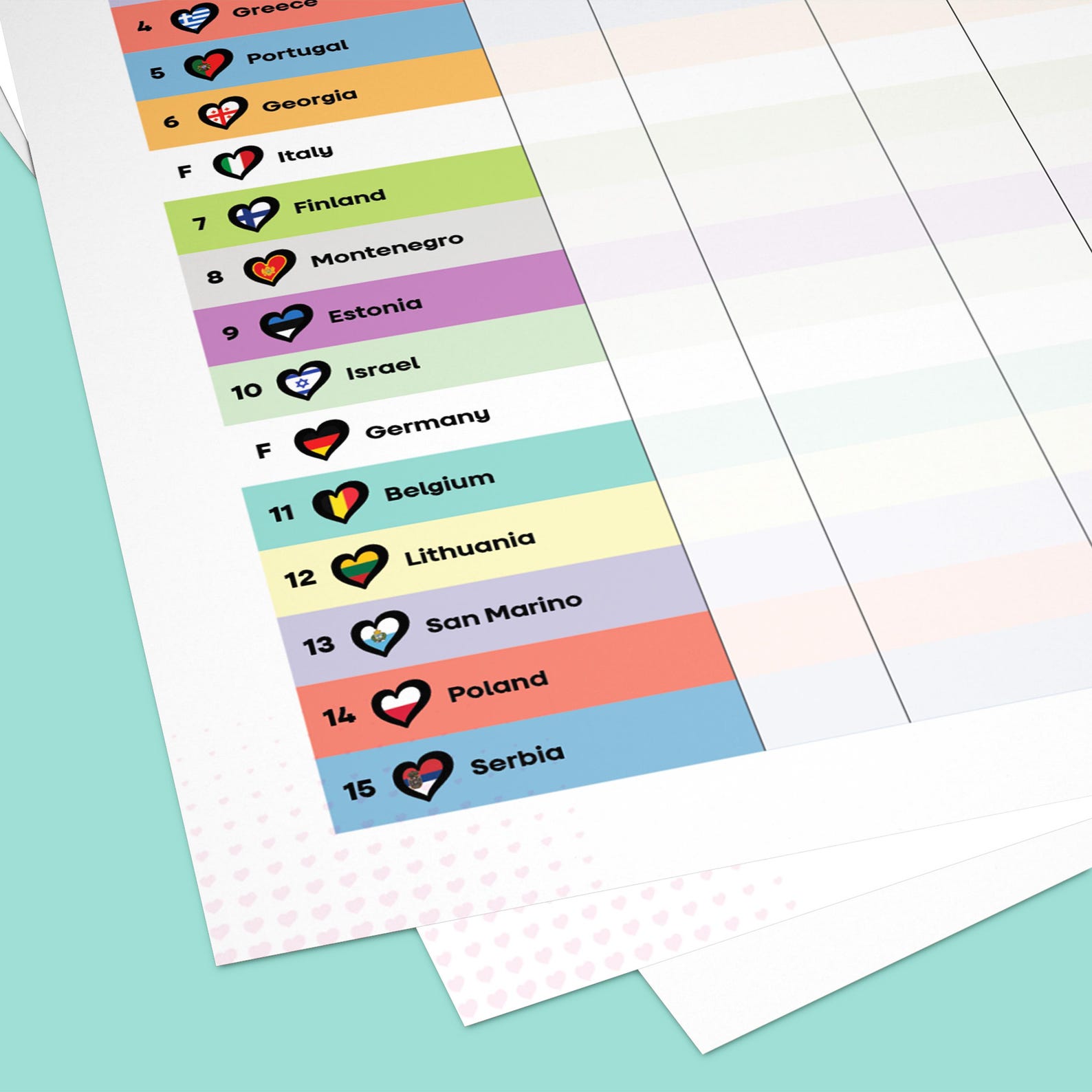 Europarty – 2026 Scorecards, A4 Printable PDF Set (SF1, SF2, Final ...