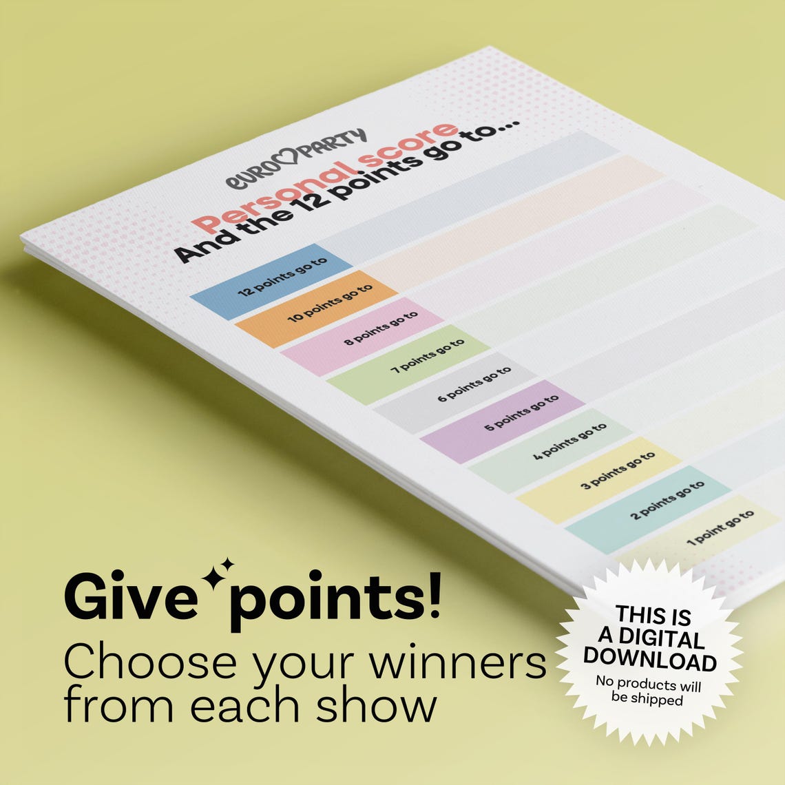 Europarty – 2026 Scorecards, A4 Printable PDF Set (SF1, SF2, Final ...