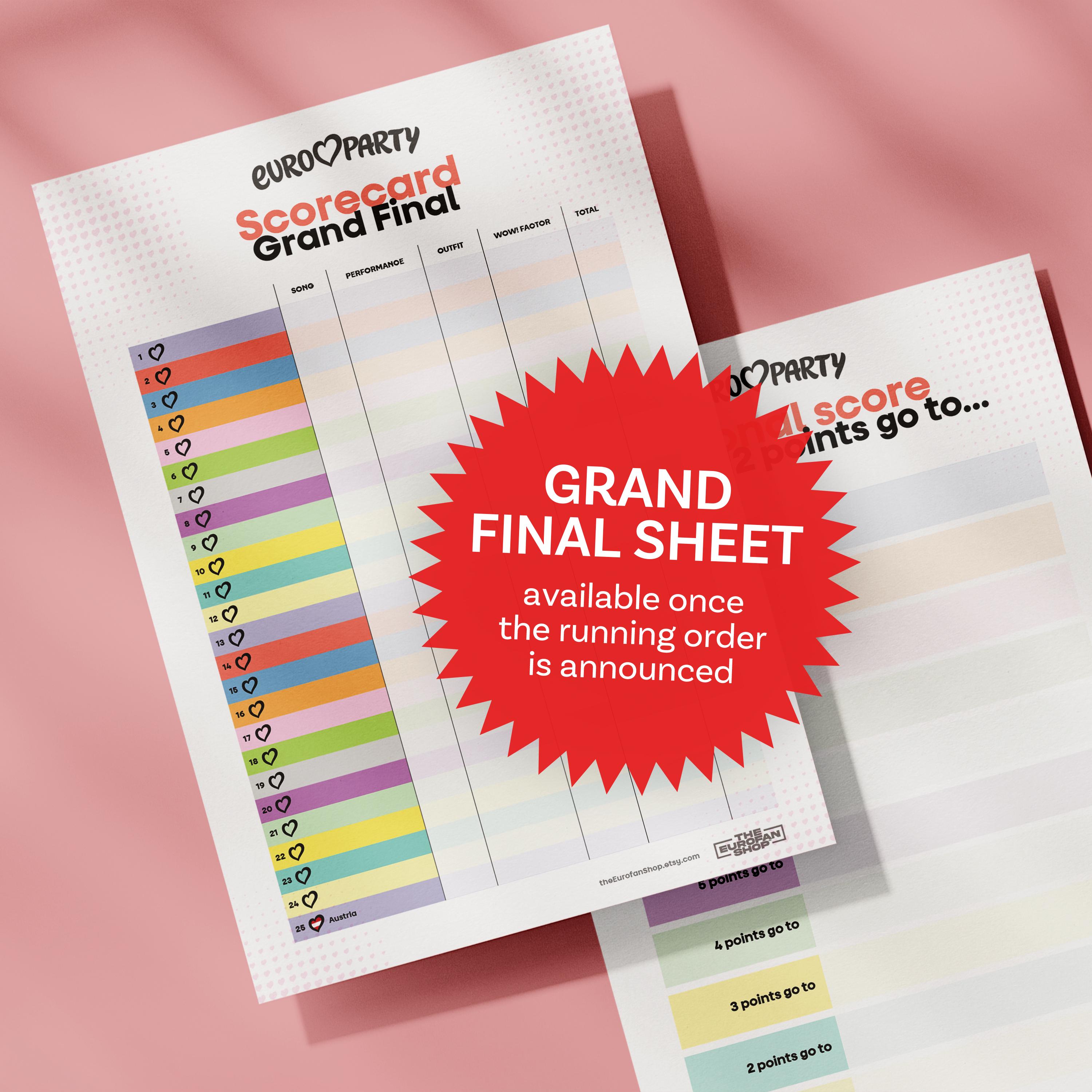 Europarty – 2026 Scorecards, A4 Printable PDF Set (SF1, SF2, Final ...