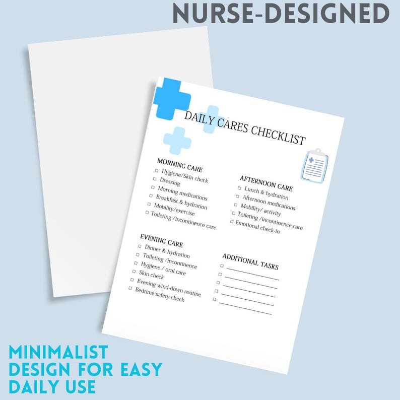 Caregiver Daily Checklist Printable | Home Care Organizer | Nurse ...