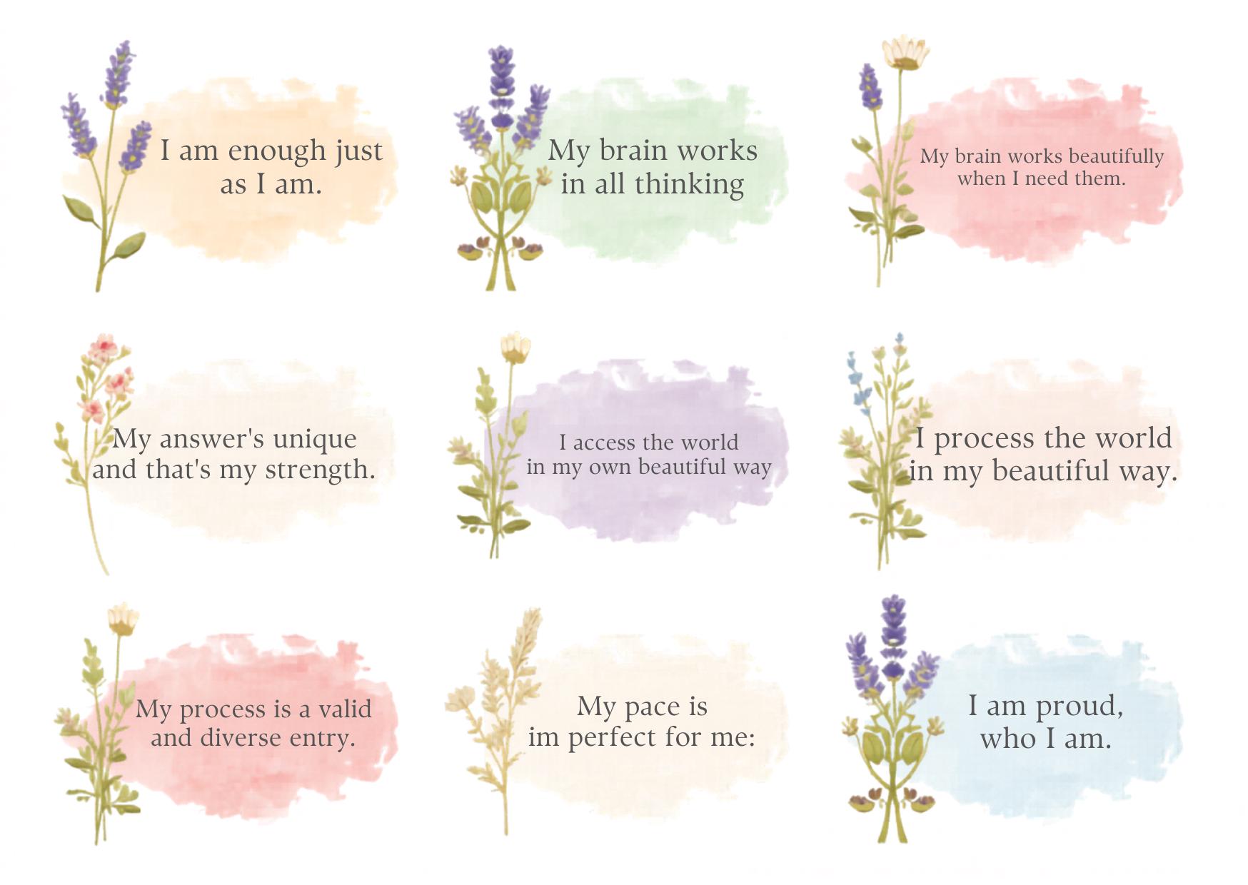 Wildflower Affirmation Cards Printable, Mental Health & Autism Friendly ...