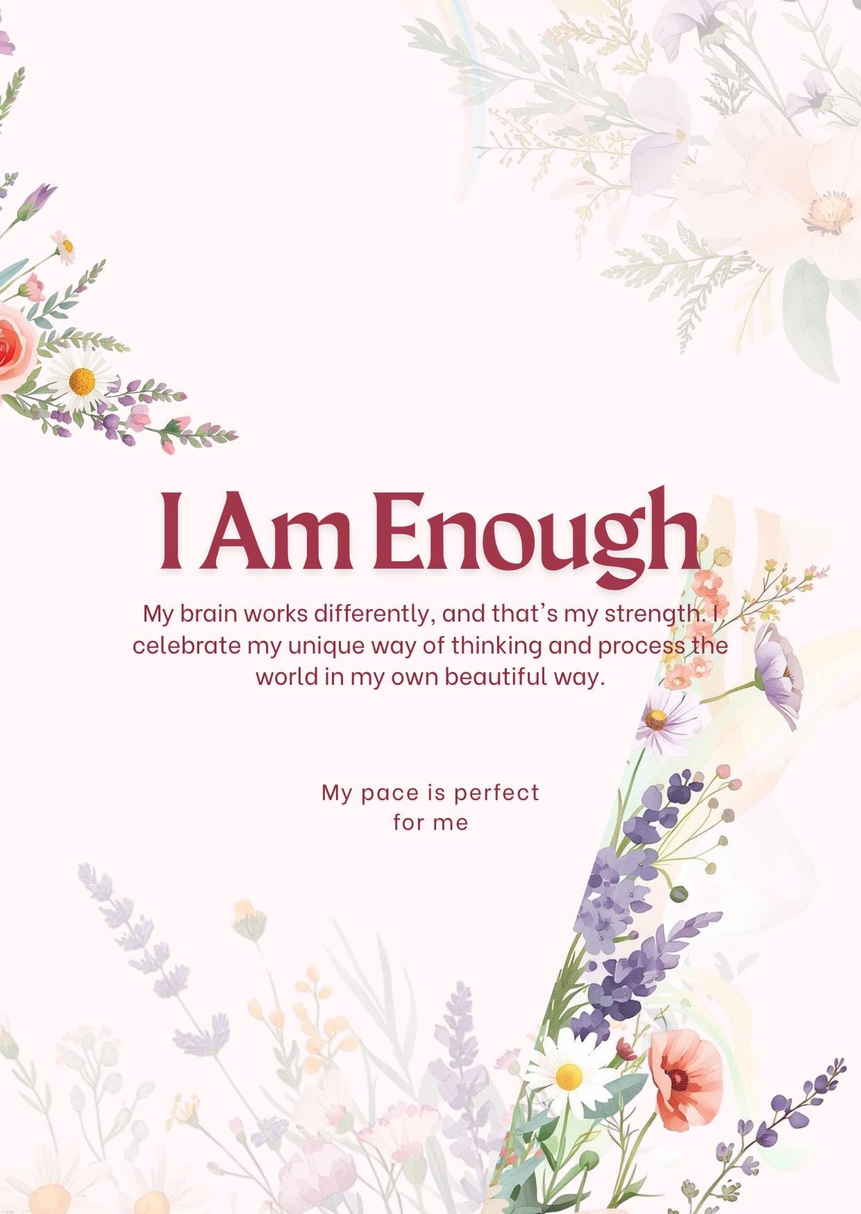 Wildflower Affirmation Cards, Printable, Mental Health & Autism ...
