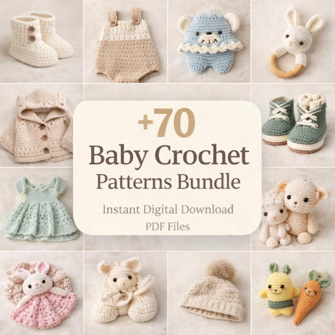 70+ Baby Crochet Patterns Bundle PDF, Newborn Outfit Amigurumi Toy Hat ...
