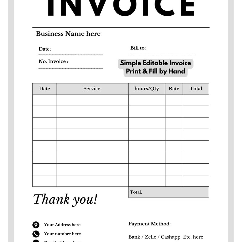 Handwritten Invoice - Etsy