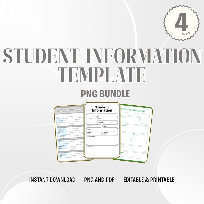 Student Information Template PDF PNG Teacher Classroom Organizer ...