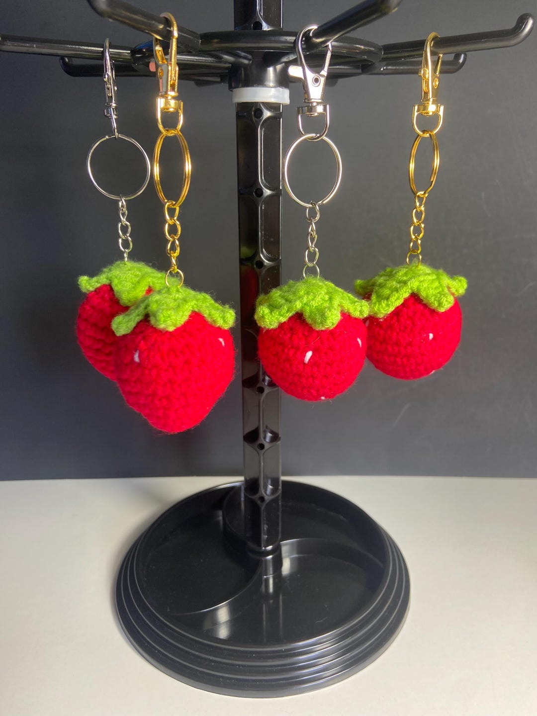 Handmade Crocheted Strawberry Keychains, Purse or Bag Pendants - Etsy