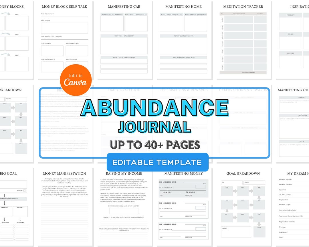 Abundance Journal Canva Template | Manifestation Planner | Law of ...
