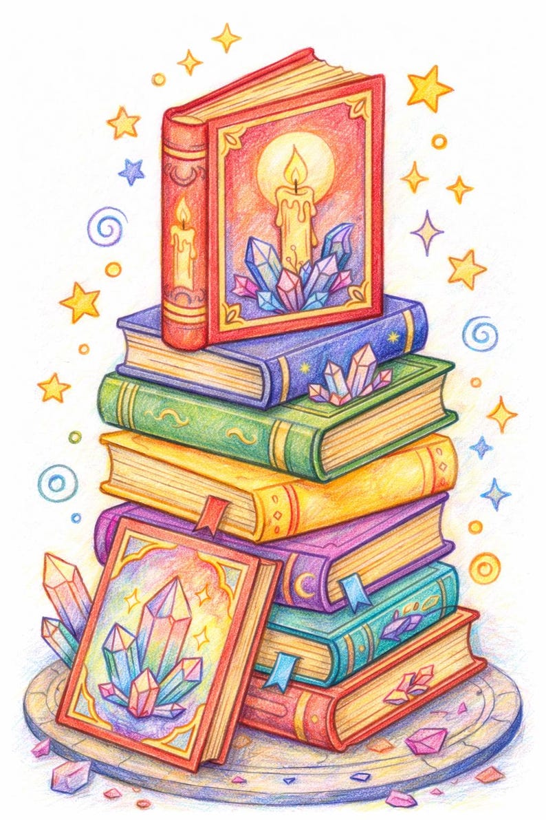 Cozy Fantasy Coloring Pages Bundle | Magical Coloring Books, Candles ...